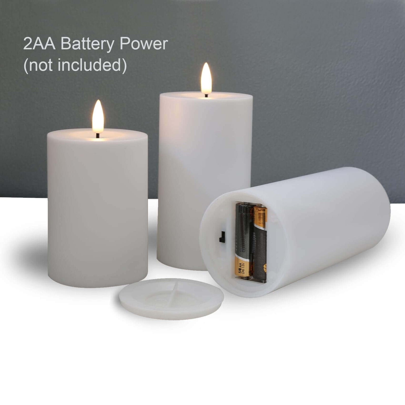 White Waterproof Flameless Pillar Candles with Remote-3 Piece-Eywamage ...