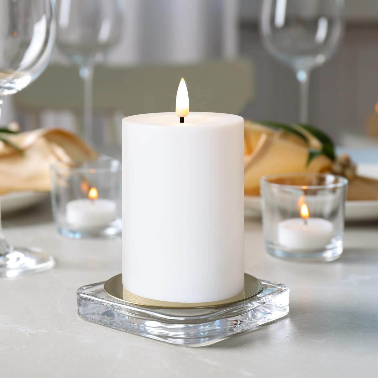 White Waterproof Flameless Pillar Candles with Remote-3 Piece-Eywamage ...