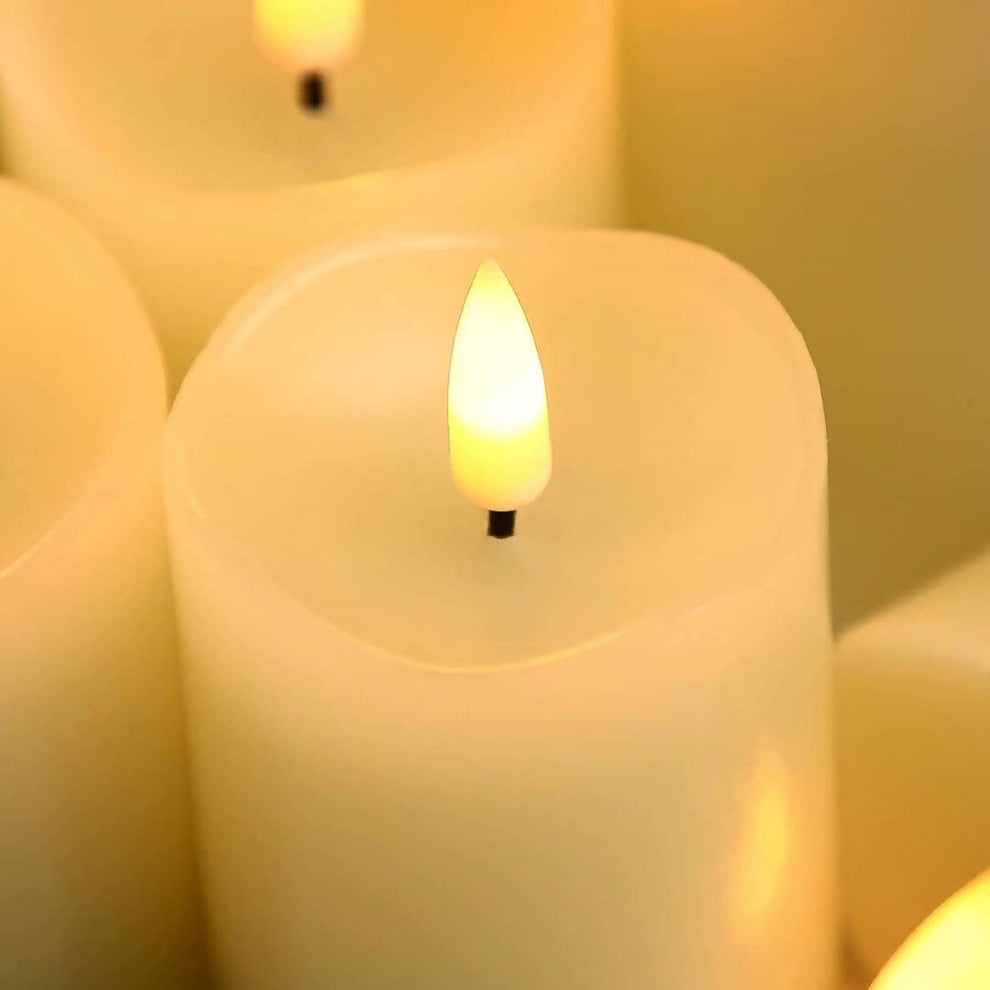 Ivory Flameless Votive Pillar Candles with Remote- Set of 7- Eywamage ...